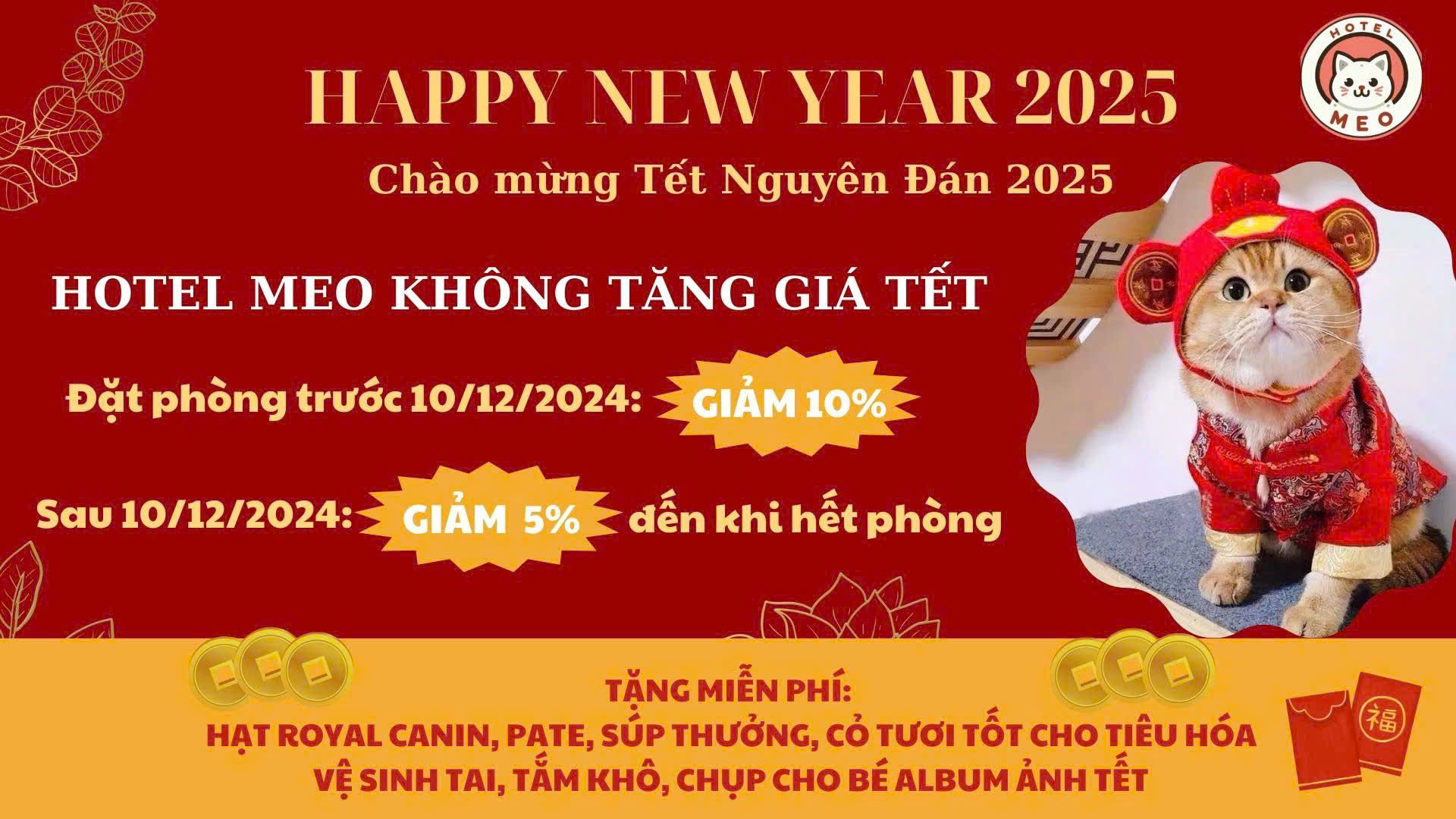 Chào mừng Tết Nguyên Đán 2025 - Hotel Meo không tăng giá tết - Hotel Meo